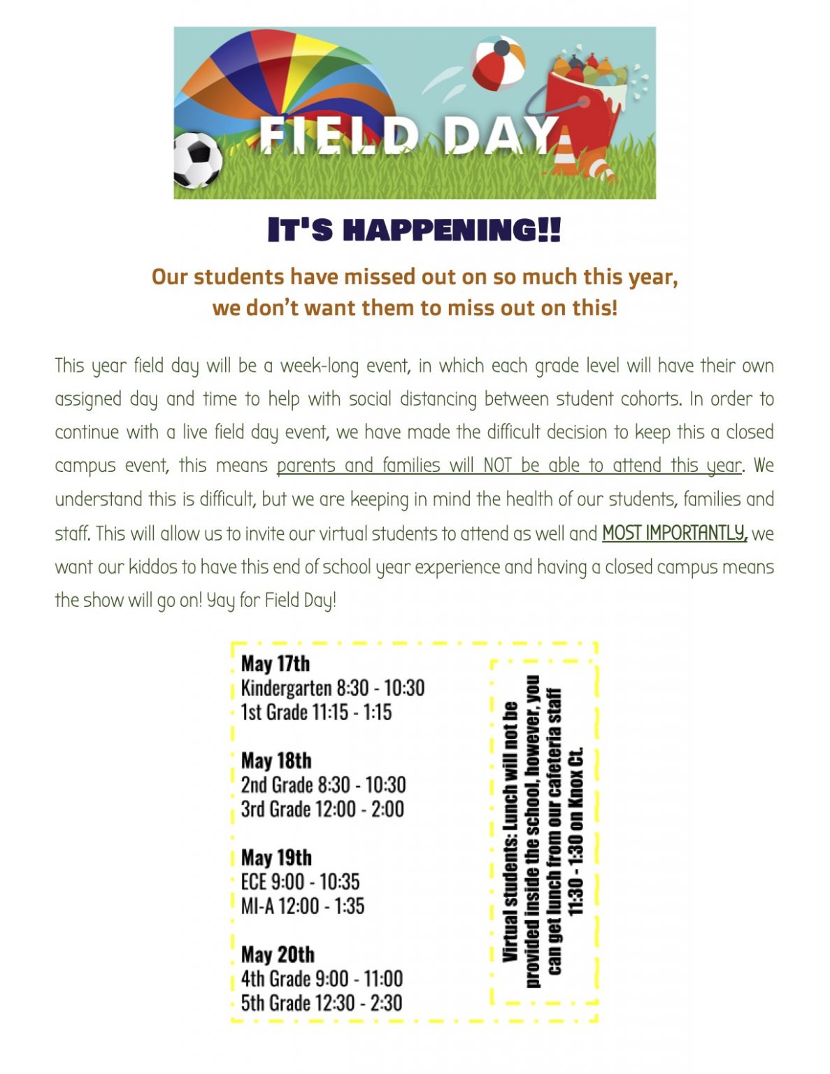 Munroe Elementary » Field Day / Día de Campo